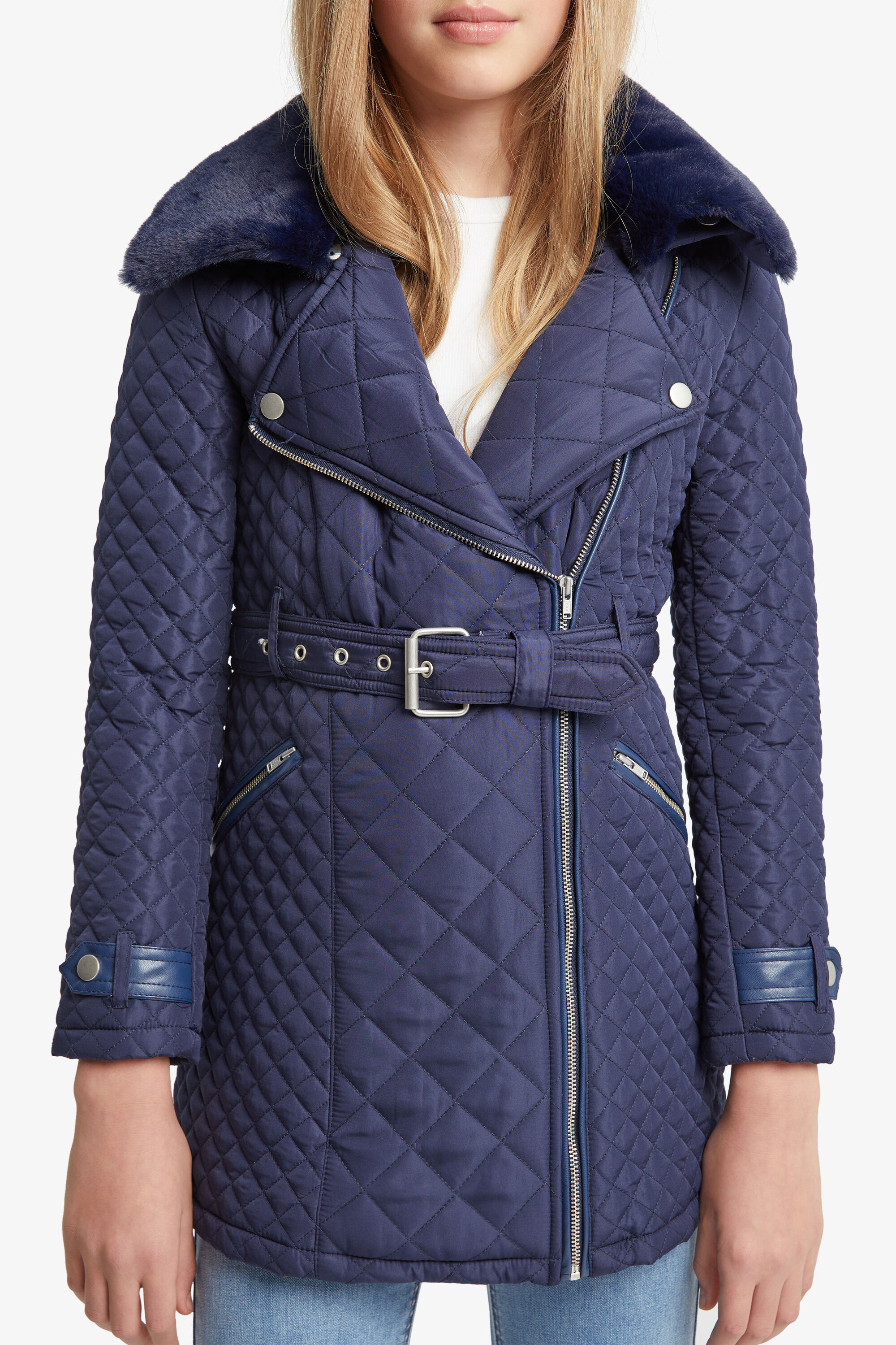Grace Quilted Coat In Navy | Bardot Junior