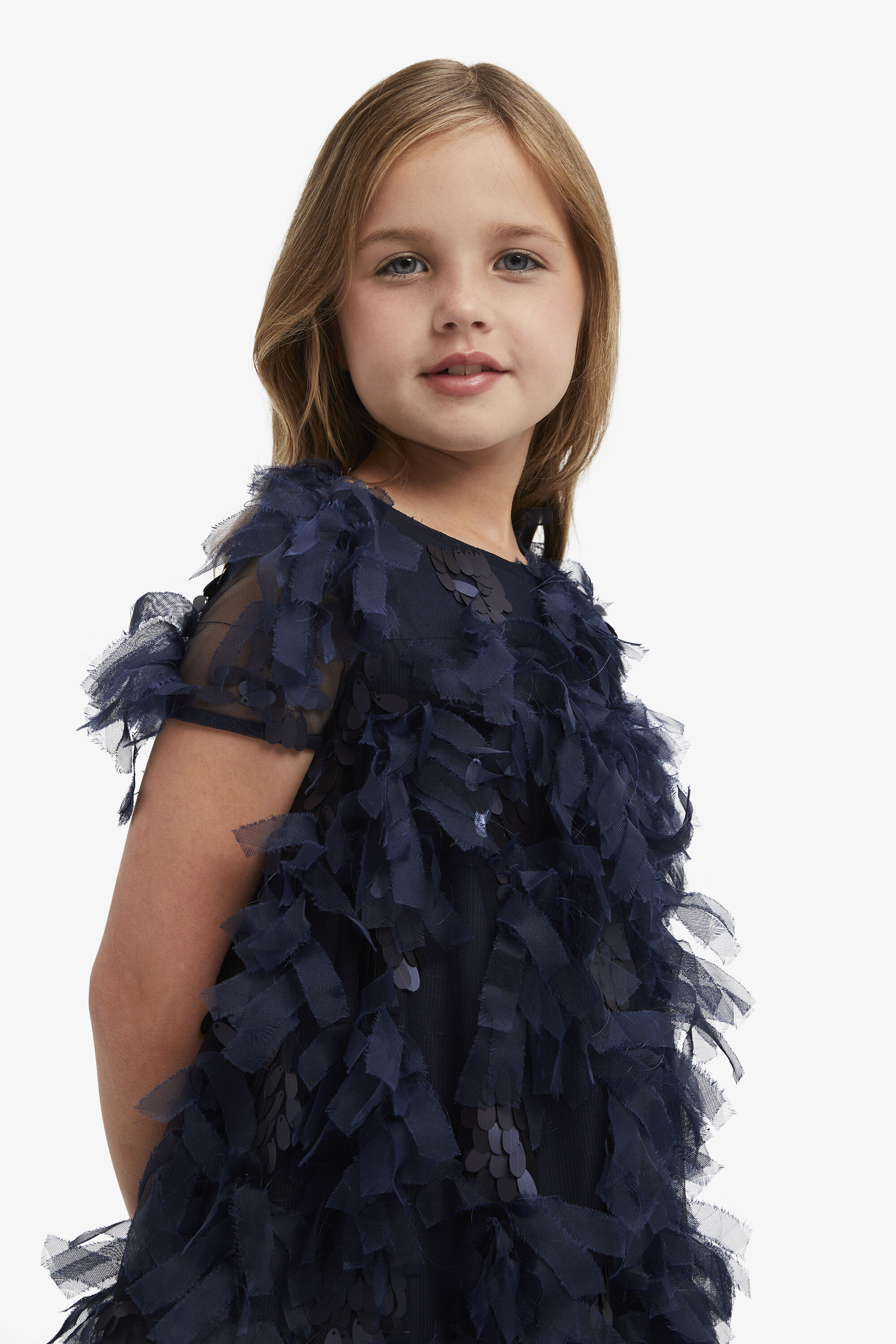 Girls Mallory Tiered Dress In Navy | Bardot Junior