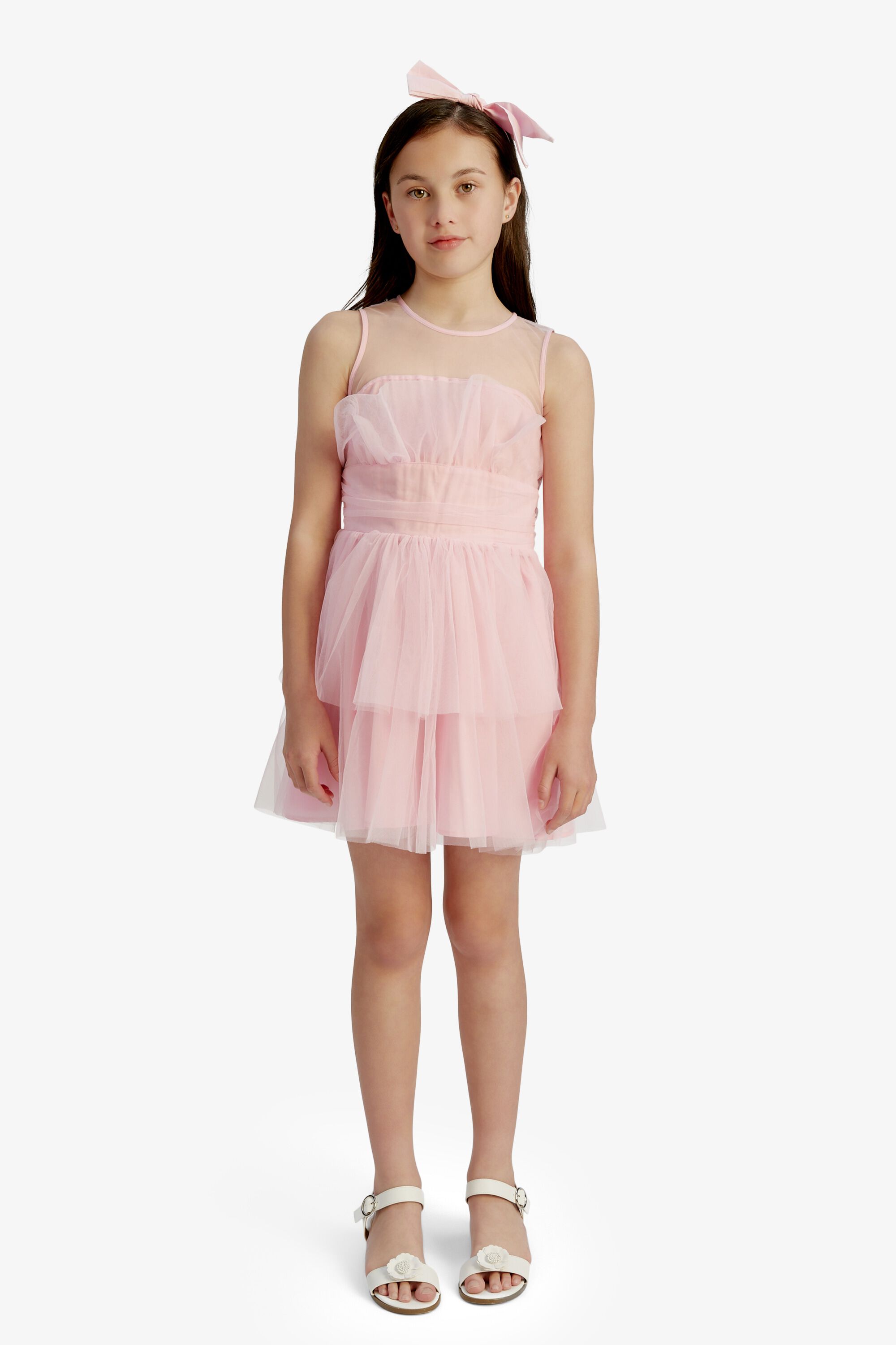 Girls Fallon Tulle Mini Dress In Pink | Bardot Junior