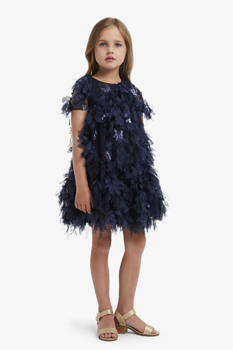 Girls Mallory Tiered Dress In Navy | Bardot Junior