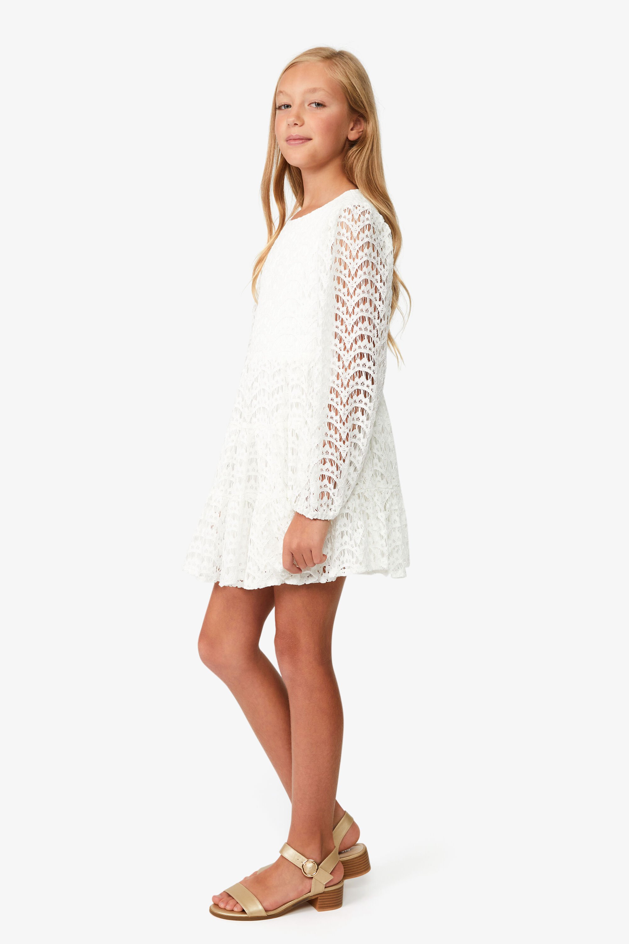 Girls Ella Lace Dress In Ivory | Bardot Junior