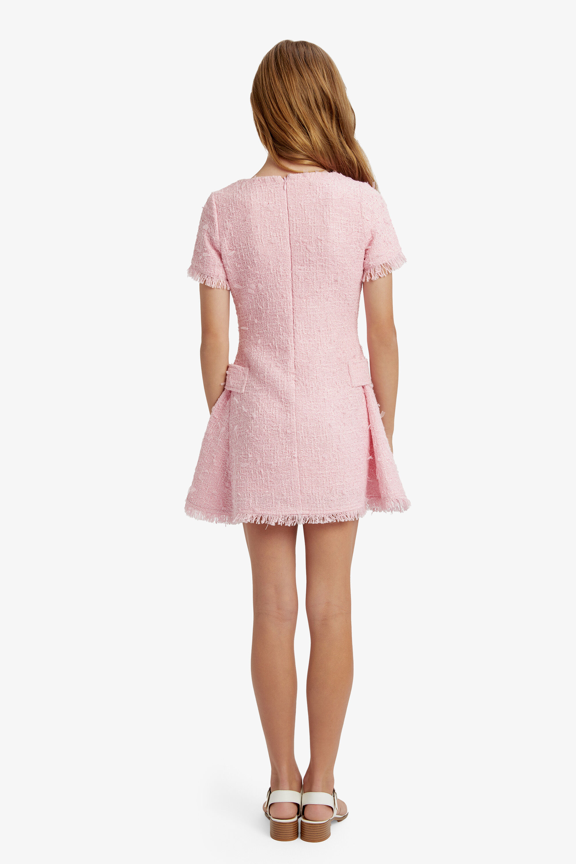 Girls Sutton Boucle Dress In Pink | Bardot Junior