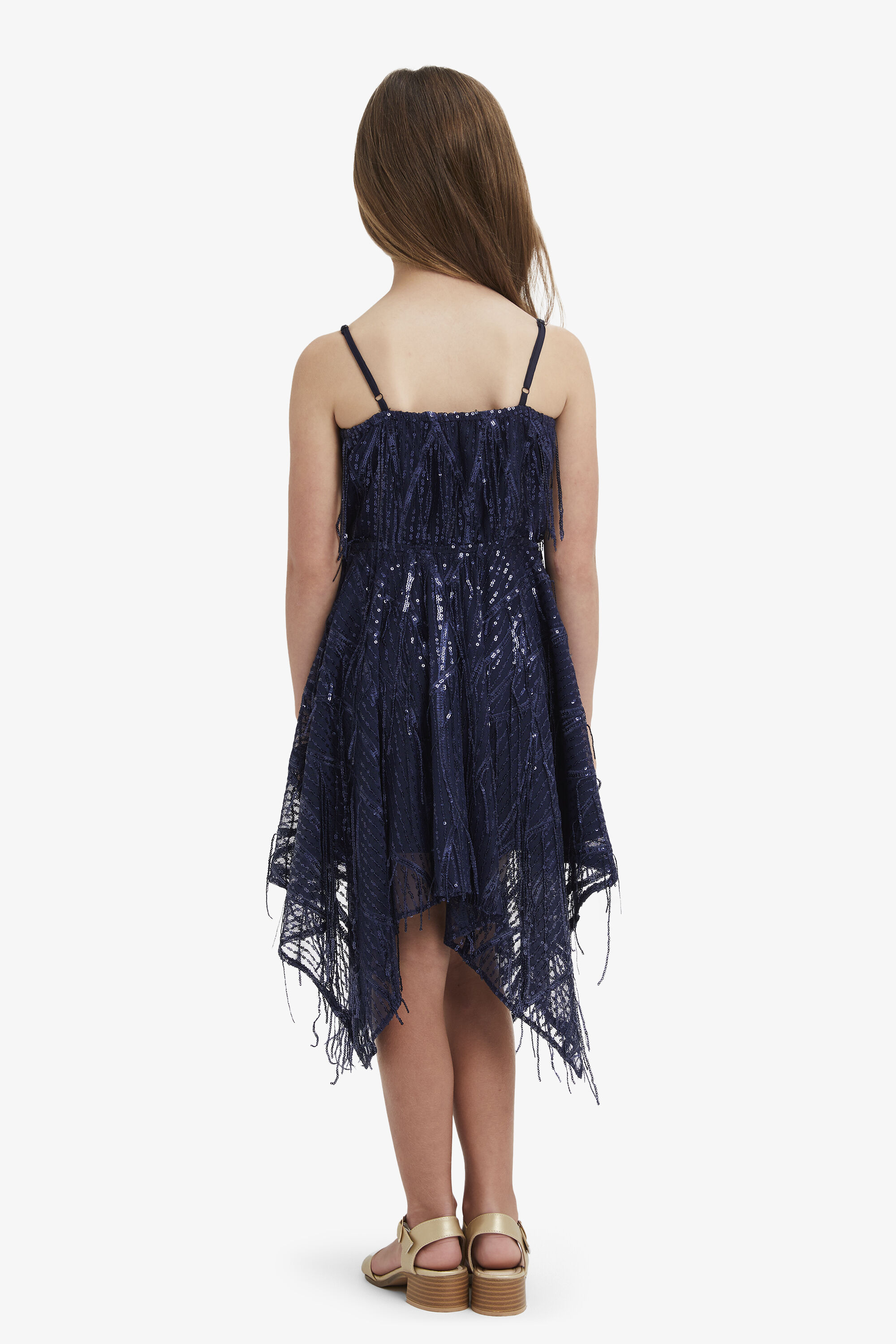Girls Addy Sequin Hanky Dress In Navy | Bardot Junior