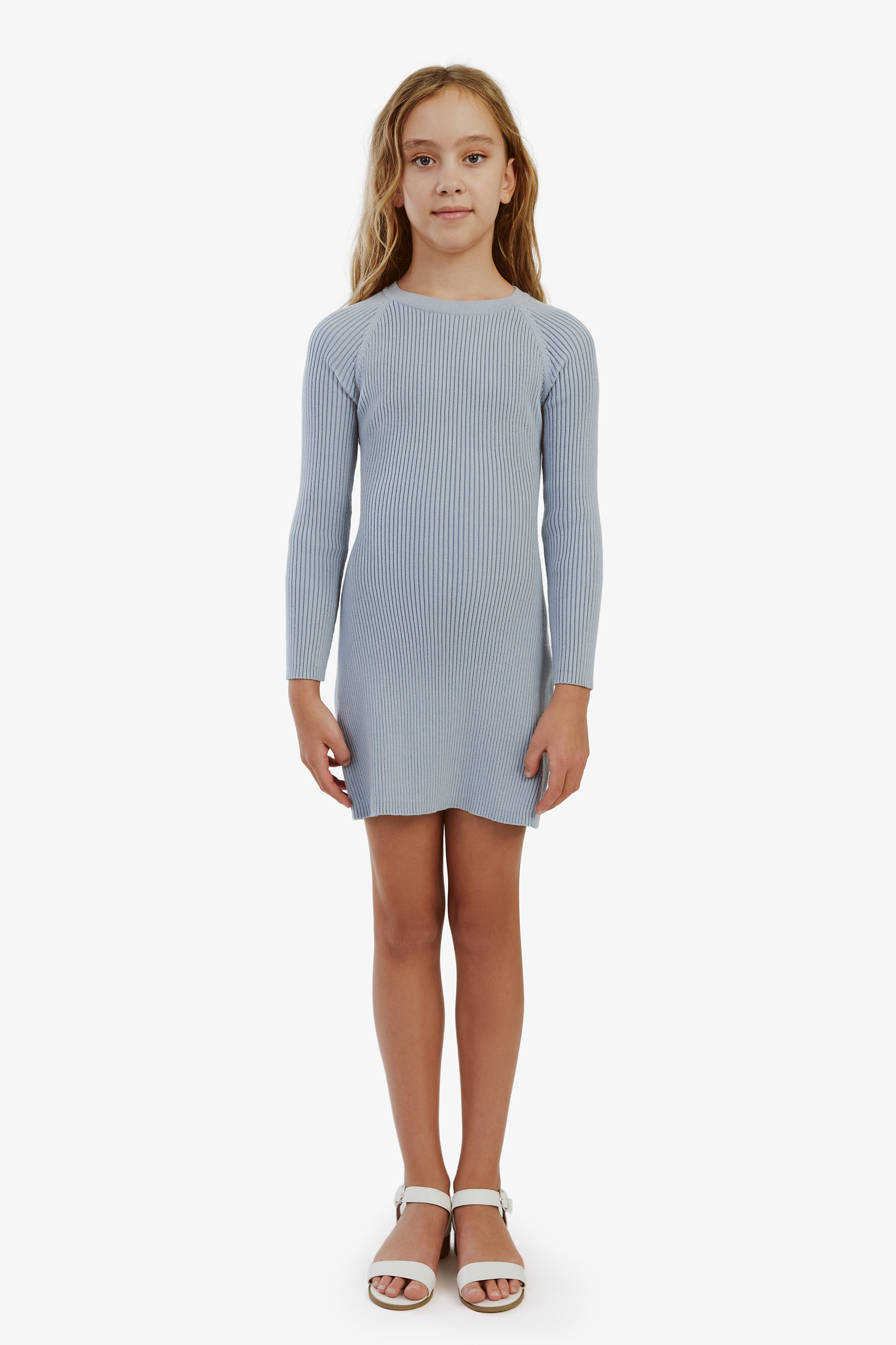 Bardot Junior Kids' Girls Twist Back Knit Dress In Dusty Blue | ModeSens
